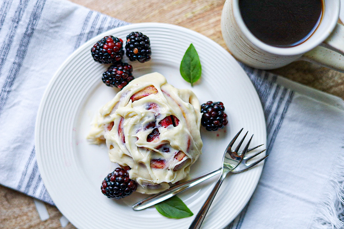 Blackberry Cardamom Sourdough Cinnamon Rolls - Simple is Gourmet